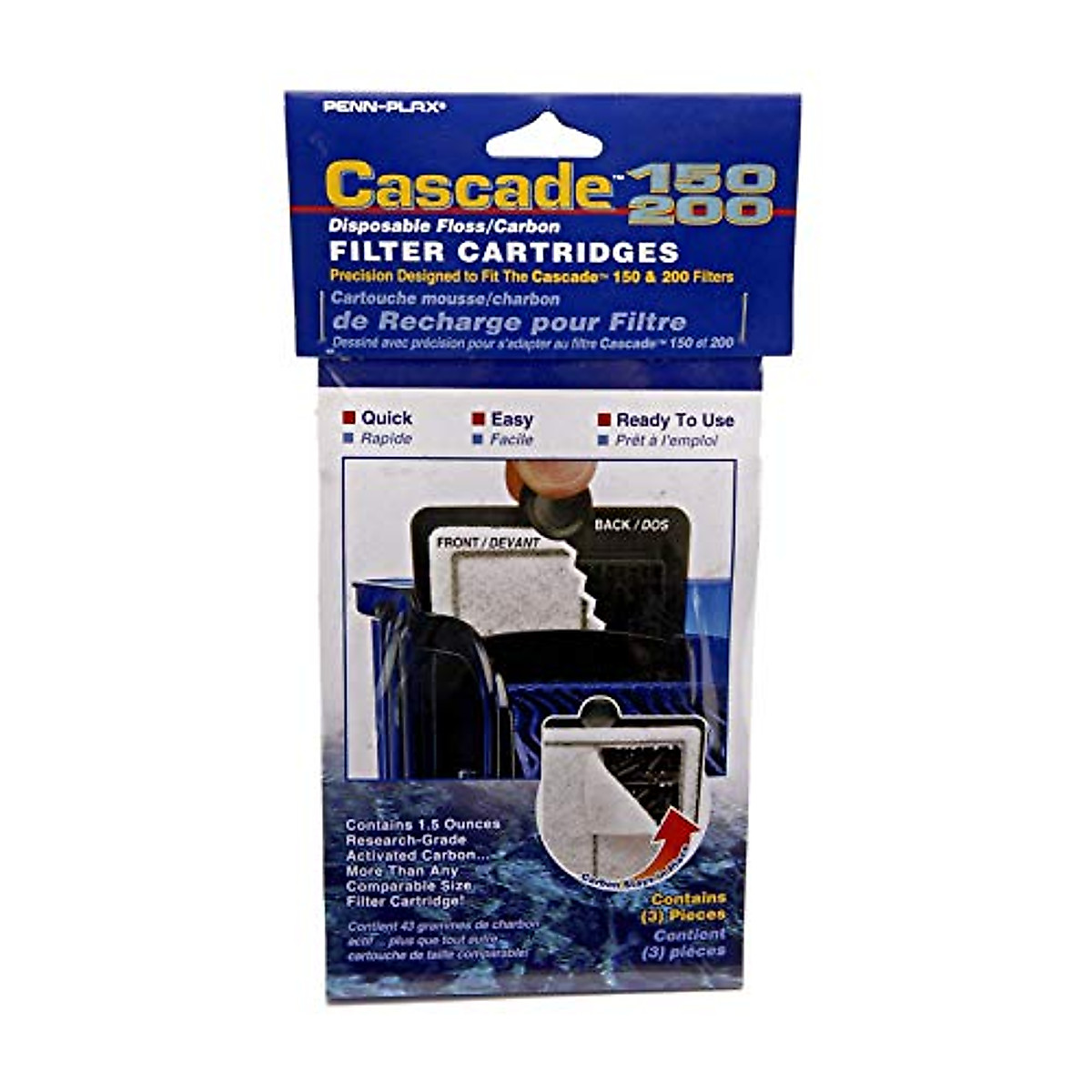 Penn-Plax Cascade Hang-on Power Filter Replacement Cartridges - 3 Pack