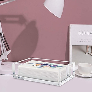 Phineoly Acrylic Guest Towel Napkin Holder, 0.37Inch Thickness Clear Paper Towel Tray, Rectangle Napkin Holders for Kitchen, Dining Room, Bathroom