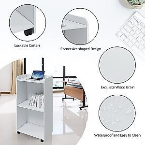 Panana Podium Stand - Hostess Stand with Wheels, Portable Podium Stand Reception Desk with Adjustable Shelf, Pulpits for Churches, Mobile Lectern Podium for Conference, Auditorium, Classroom, White