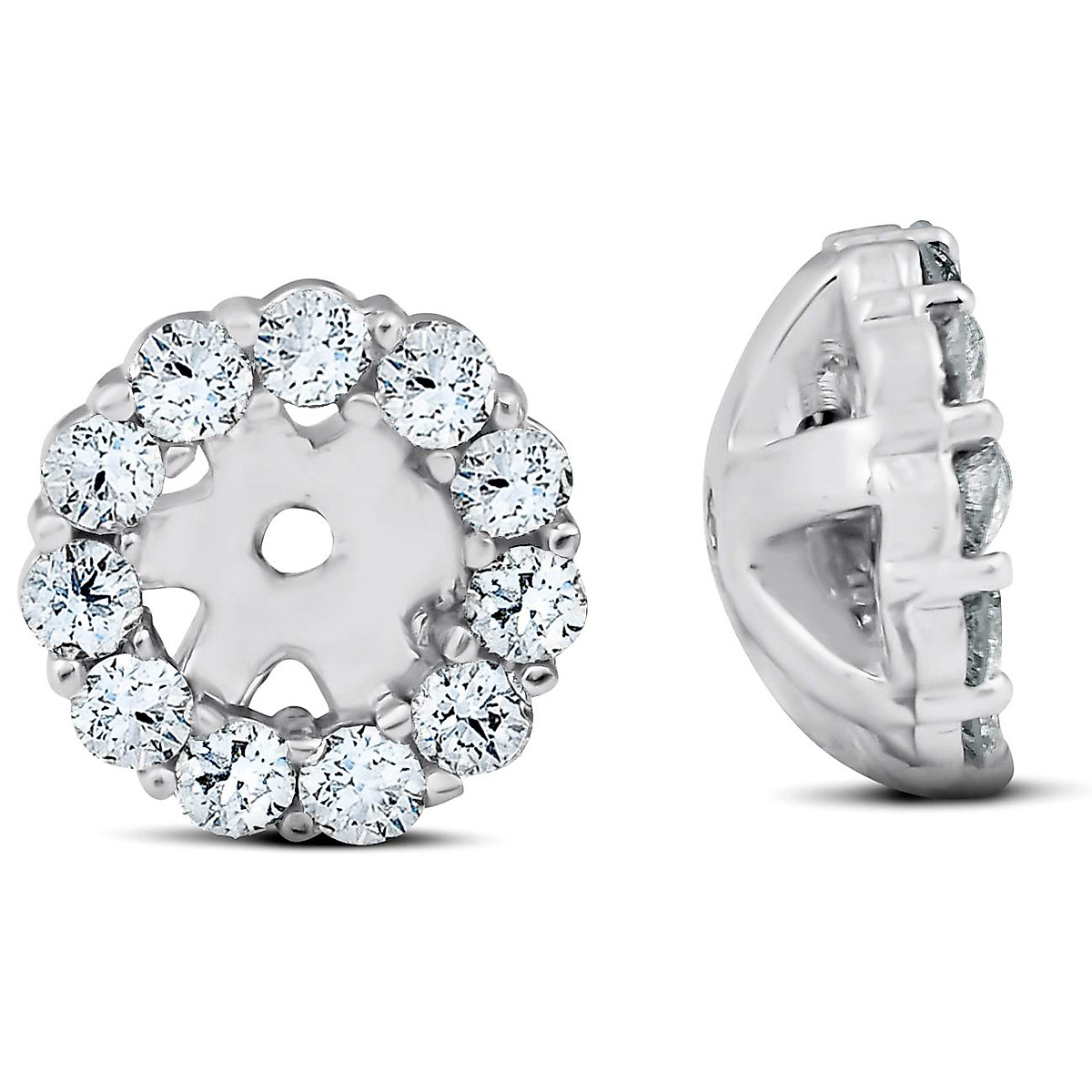 3/8ct Halo Diamond Earring Jackets 14K White Gold (4mm)