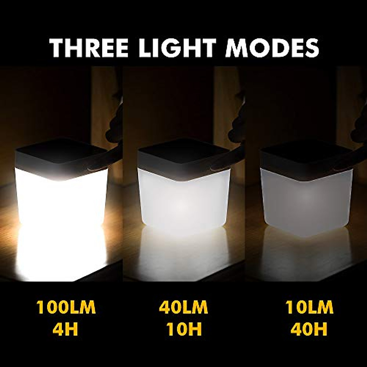 LUTEC Table Cube Light 100 Lumen 1 Watt 3 LED Simple Touch-Button Operation 3 Step Dimmer Portable & Moveable Solar Table Light Outdoor,Waterproof Exterior Atmosphere Lighting for Patio, Tent