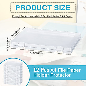 Qunclay 12 Pieces 12.6 x 9.4'' A4 File Project Storage Case Plastic Portable Project Case Scrapbook Paper Organizer Storage for Magazine Document Craft Hobby Quilting Art Office School Supplies, Clear