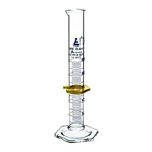 EISCO Graduated Cylinder, 25mL - ASTM, Class A Tolerance ±0.17mL - Protective Collar, Hexagonal Base - Blue Graduations - Borosilicate 3.3 Glass