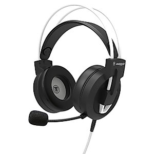 Snakebyte HeadSet 5 Pro Gaming Headset for PC, PS4, PS5 Controller with Removable Microphone, In-Line Volume Control, Adjustable Elastic Headband and 1.5m Cable, 3.5mm Jack - White Headband