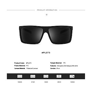 2020 VentiVenti 2 Pack Sunglasses For Men Plastic Lightweight Square Polarized Frame Classic Style Eyewear UV Protection For Driving Shiny Black Frame/Smoke Lens+Matte Black Frame/Smoke Lens
