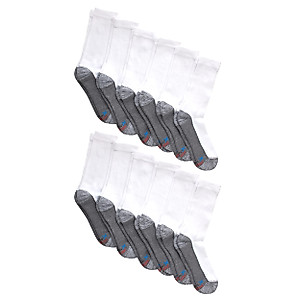 Hanes Men's, X-Temp Cushioned Crew Socks, 12-Pack, White-12 Pack, 12-14