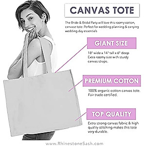 RhinestoneSash Rose Gold Bride Bag - Jumbo Size 18" x 14" Glam Bride To Be Wedding Tote Bag- Bridal Gift Totes, Bridal Shower Gifts Tote(GlamB2B RsG) Wht
