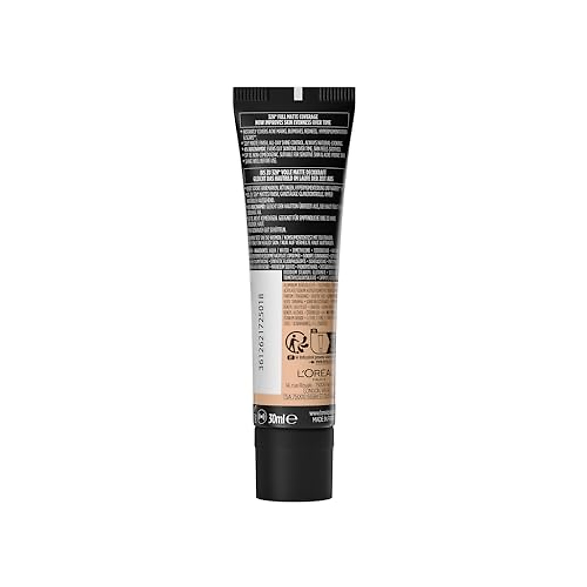 L'Oreal Paris Cover Liquid Foundation, With 4% Niacinamide, Long Lasting, Natural Finish, Available in 20 Shades, SPF 25, Infallible 32H Matte Cover, Shade 25, 30ml
