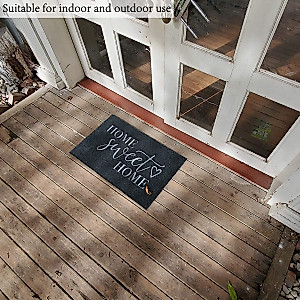 AAZZKANG Door Mats Outdoor Welcome Mat Indoor with Non Slip Rubber Backing Home Sweet Home Doormat Quickly Trap Dirt Easy to Clean Front Door Mat for Entrance Black