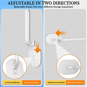 Eiito Hat Rack for Wall(4 Pack),Hat Organizer for Baseball Caps,Multi-Purpose Hat Rack,Hat Organizer Holds 10 Caps,Two Mounting Options,Self-Adhesive and Drilled (White)