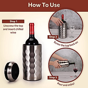 Premium Wine Chiller - 750ml Stainless Steel Wine Bottle Cooler, Vacuum Insulated & Double-Walled - Keeps Wine Cold for 6+ Hours - Champagne Chiller Sleeve for Most Bottles