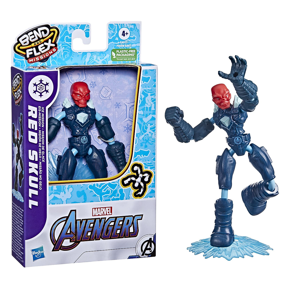Avengers Marvel Bend and Flex Missions Red Skull Ice Mission Action Figure, 6-Inch-Scale Bendable Toy, Toys for Kids Ages 4 and Up