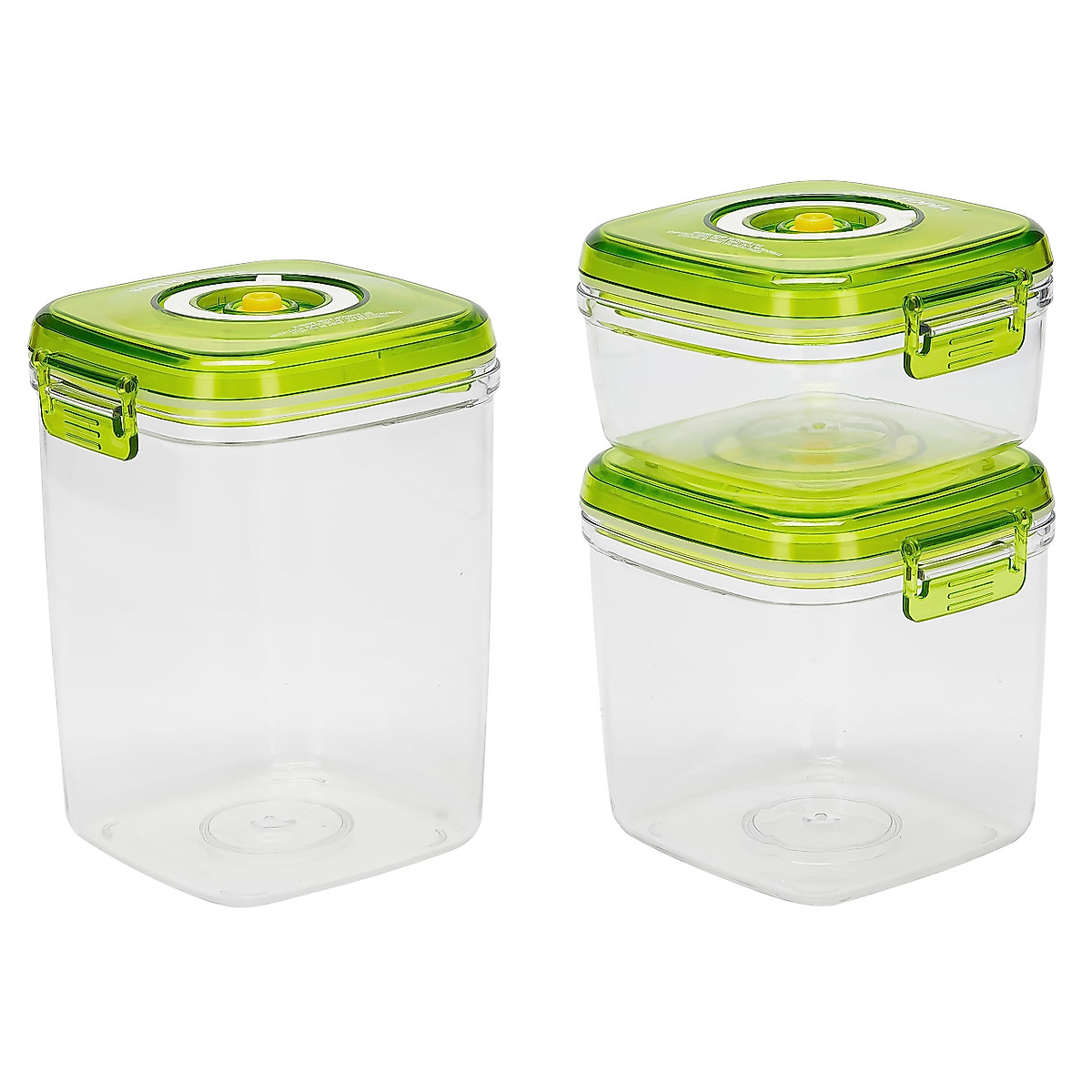 SNUGTOPIA Vacuum Seal Food Storage Containers with Lids - Square, BPA Free, Leak Proof, Dishwasher, Freezer & Microwave Safe 3Pcs