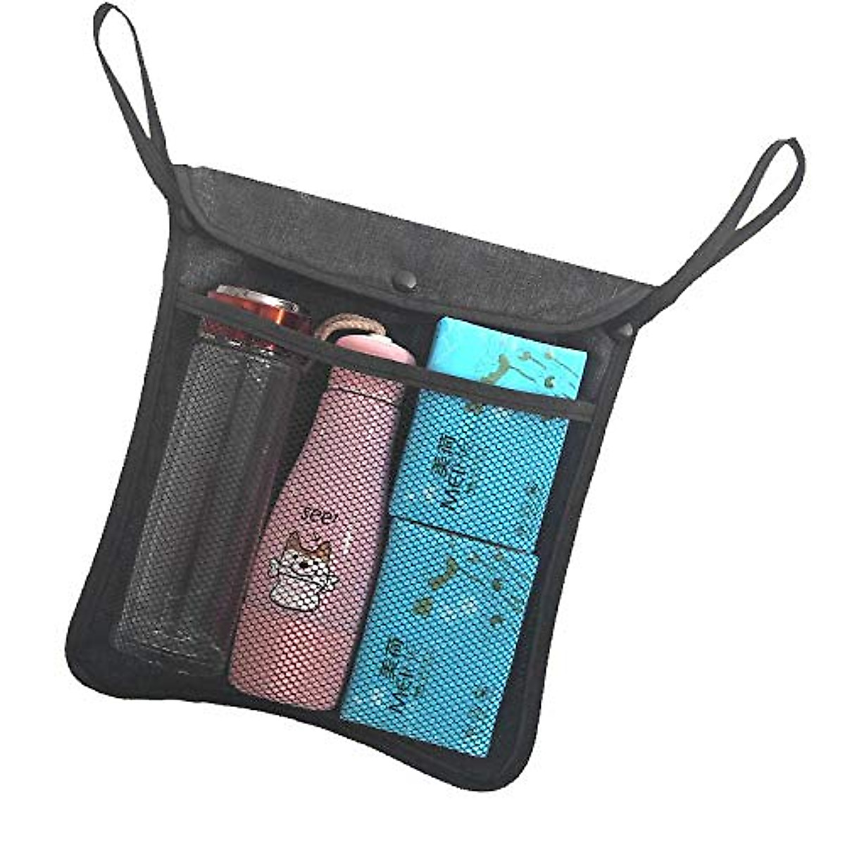 Stroller Bag Organizer Black with two Storage Pockets front mesh pocket for bottles nappy baby cloth