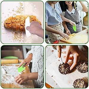3pcs Dough Bowl Spatula, Dough Cutter Multi-Function Dough Scraper Food Scrappers Plastic Kitchen Bowl Scraper Tool for Pastry Cake Bread Pizza Baking (Green, White)