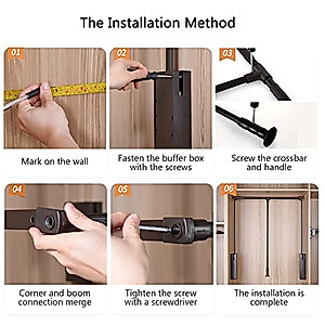 mellifuous Pull Down Closet Rod Adjustable Extender Closet Hanging Rod, 30 lbs Load Capacity Closet Bar for Hanging Clothes, Wardrobe Lift Saving Space Aluminium Rod Automatic Rebound (26''-35'')