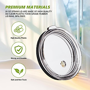 20 oz Tumbler Straw Lid, Replacement Lids for YETI 20 oz Tumbler, 20oz Straw Lids for yeti rambler straw lid 16 oz Pint, 20 oz Tumbler, 24 oz Mug, 25 oz Straw Mug, BPA Free and Shatter-proof, 2 Pack