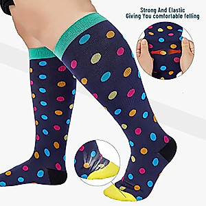 American Trends Plus Size Compression Socks for Women Circulation-Best Support for Sport Running Cycling Athletic 1 Pair Polka-Dot 4XL