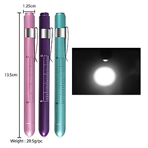 ALMOCN 3 Pack Pen Light,Nurse Medical Reusable LED Penlight White Light with Pupil Gauge and Ruler,Black + Gold + Blue