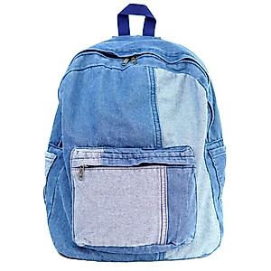 YunZh Denim Backpack Casual Style Lightweight Jeans Backpacks Classic Retro Travel Daypack Bookbags