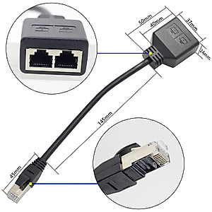 LYMGS RJ45 Ethernet Cable Splitter Network Adapter, NOT Router, 1 Male to 2 Female LAN Ethernet LAN Network Extension Splitter Cable 8-Pin Adaptor with 145mm Line
