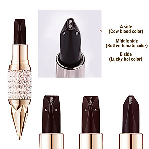 KAIQIKAIXI Waterproof Makeup Lipstick Moisturizer Smooth Lip Stick One Lipstick Three Colors 3 Colors in 1 Velvet Texture Moisturizing Three-color Lipstick Velvet Matte Long Lasting