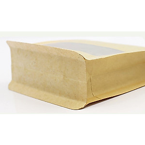 Couga Mall 50 PCS Universal Kraft Paper Packing Bag, Zip Lock Stand Up Storage Pouch Package Bag With Clear Window for Storing Snacks, Beans, Seeds and Tea Leaves(5.5"*9.4")