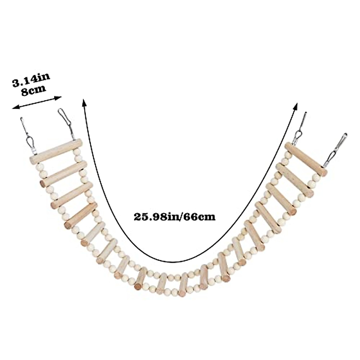 Rats Ladder Bridge Toy, Natural Wooden Bird Ladder Bridge Toy, Hamster Rats Climbing Toys, Cage Accessories for Bird Parrot Hamster Cockatiel Sugar Gliders (18 Ladders)(25.98x3.14 Inches)