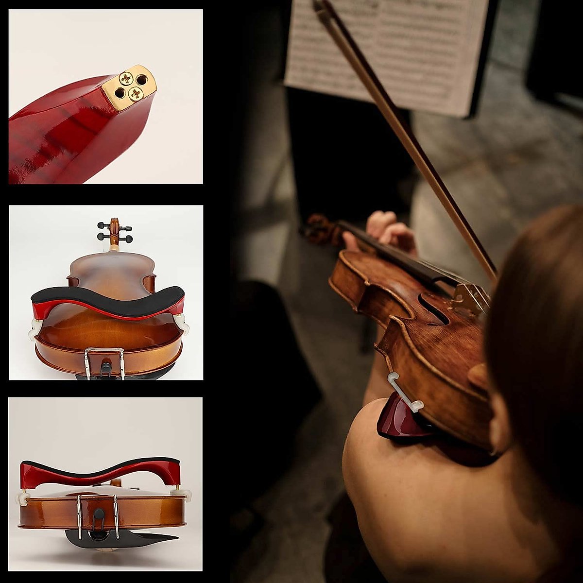 LMS Violin Shoulder Rest for 1/2 Size, Adjustable Shoulder Rest for Violin, with Height Adjustable Feet Comfortable Foam Pad for Kids Adults (1/2)