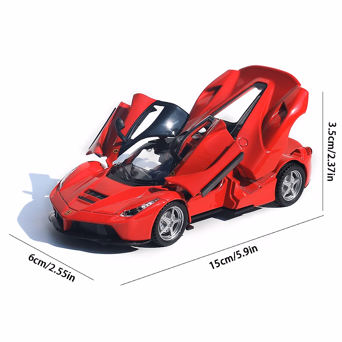 Diecast Toy Car Ferrari Sports Model Car,Zinc Alloy Simulation Casting LaFerrari Pull Back Vehicles,1:32 Scale Supercar Toys with Lights and Sound for Toddlers Kids Children Boys Girls Gift (Red)