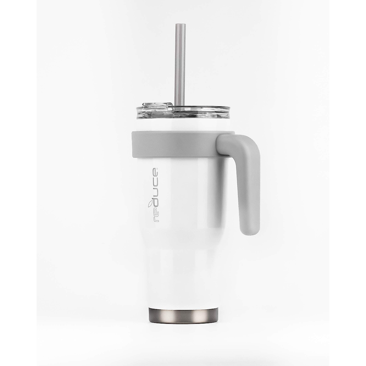 Reduce Tumbler – 24oz COLD 1 Mug With Lid, Straw and Handle – 24 Hours Cold – Easy-Hold Handle, Vacuum Insulated, Sweat-Proof Body – Cupholder Friendly Insulated Mug – White Gloss