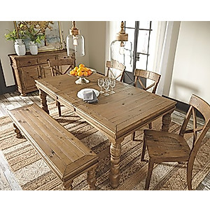 Signature Design by Ashley Faiz Rustic 20.5" Natural Wood & Glass Pendant Light, Brown & Clear