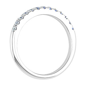 FINEROCK 1/4 Carat Prong Set Diamond Wedding Band Ring in 14K White Gold - IGI Certified (Ring Size 7) (I1-I2 Clarity)