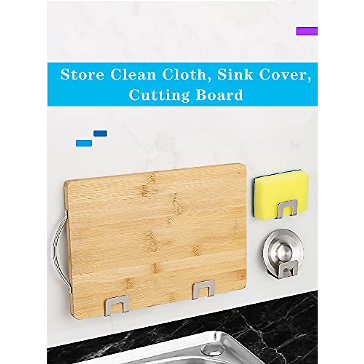 Envibe Sponge Holder, 2 Pack Sponge Holder for Kitchen Sink, Easy to Install, Strong and Sturdy, Good Ventilation Performance to Keep the Sponge Dry. (Silver)