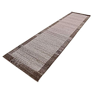 Unique Loom Del Mar Collection Area Rug - Sarah (2' 7" x 10' Runner, Dark Beige/ Brown)