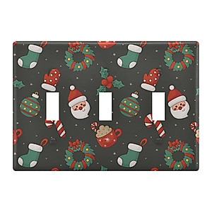 FJDENG Christmas Santa Claus Light Switch Cover,PC Decorative Double Toggle Switch Plate Covers Standard Size 1 Gang,4.56 x4.48 Inch