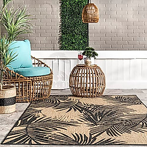 nuLOOM Kasia Areca Palm Indoor/Outdoor Area Rug, 8' x 10', Dark Grey