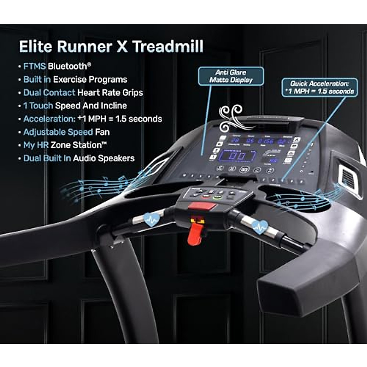 3G Cardio Elite Runner X Treadmill - Commercial Grade - FreeSync FTMS Bluetooth Connectivity - 4.0 HP - Large Ortho Flex Shock Suspension System Deck - Marathon Training - 400 lb Capacity
