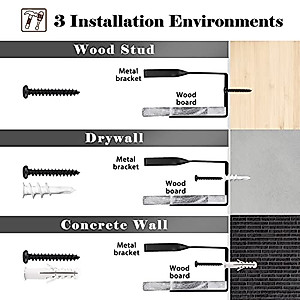 HIPPIH White Floating Shelves for Wall Set of 2, Rustic Cedar Wood Floating Shelf with Rails & Towel Holder, Decorative Storage Floating Shelves for Bathroom, Living Room, Kitchen and Bedroom