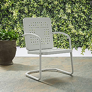 Crosley Furniture Bates 2-Piece Outdoor Chair Set, Retro Metal Patio Chairs for Dining, Porch, Deck, Balcony, White Gloss
