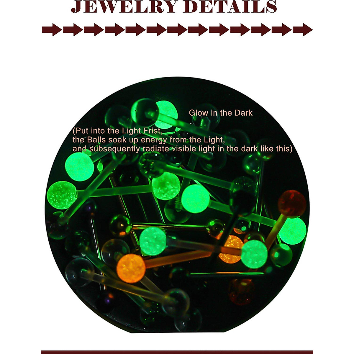 Prjndjw 14G, 3/4in(19mm) L, 30PCS, 5mm Ball Barbell Tongue Ring. Surgical Steel Nipple Piercing/Glow in The Dark/Created Pearl/Body Jewelry for Woman Unisex