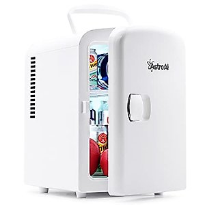 AstroAI Mini Fridge, 4 Liter/6 Can AC/DC Portable Thermoelectric Cooler and Warmer Refrigerators for Skincare, Beverage, Home, Office and Car, ETL Listed (White)
