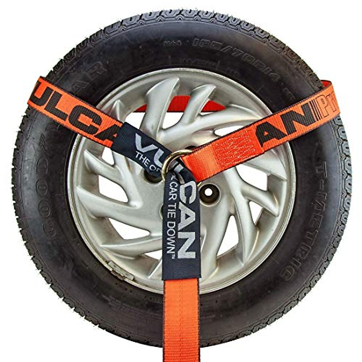 VULCAN Car Tie Down with Chain Anchors - Lasso Style - 2 Inch x 96 Inch - 4 Pack - PROSeries - 3,300 Pound Safe Working Load
