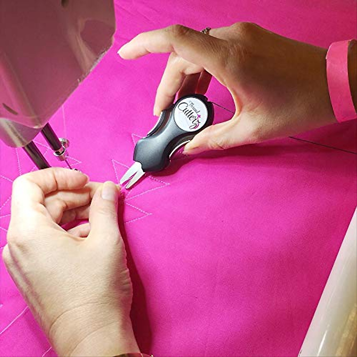 Thread Cutterz Long Nose Stainless Steel Snippers with Serrated Blade, Retractable Cord and Clip