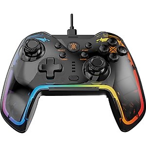 Switch Compatible Controller with Nintendo Switch Controller/OLED/Lite, Pro Controller for PC/Android, Wired Switch Controllers with RGB LED Strip, Auto-Cycle Macro Programming Hawksbill Gaming