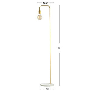 JONATHAN Y JYL1095A Vega 60" Minimalist Edison Metal/Marble Floor Lamp Glam,Transitional,Modern,Minimalist,Midcentury,Contemporary for Bedrooms, Living Room, Office, Reading, Gold