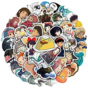 50 PCS Japanese Cartoon Stickers, Kawaii Studio Ghibli Anime Stickers Waterproof Vinyl Cute Stickers for Laptop Guitar Water Bottle Luggage Bike Fashion Decals for Kids Teen Girls Adults