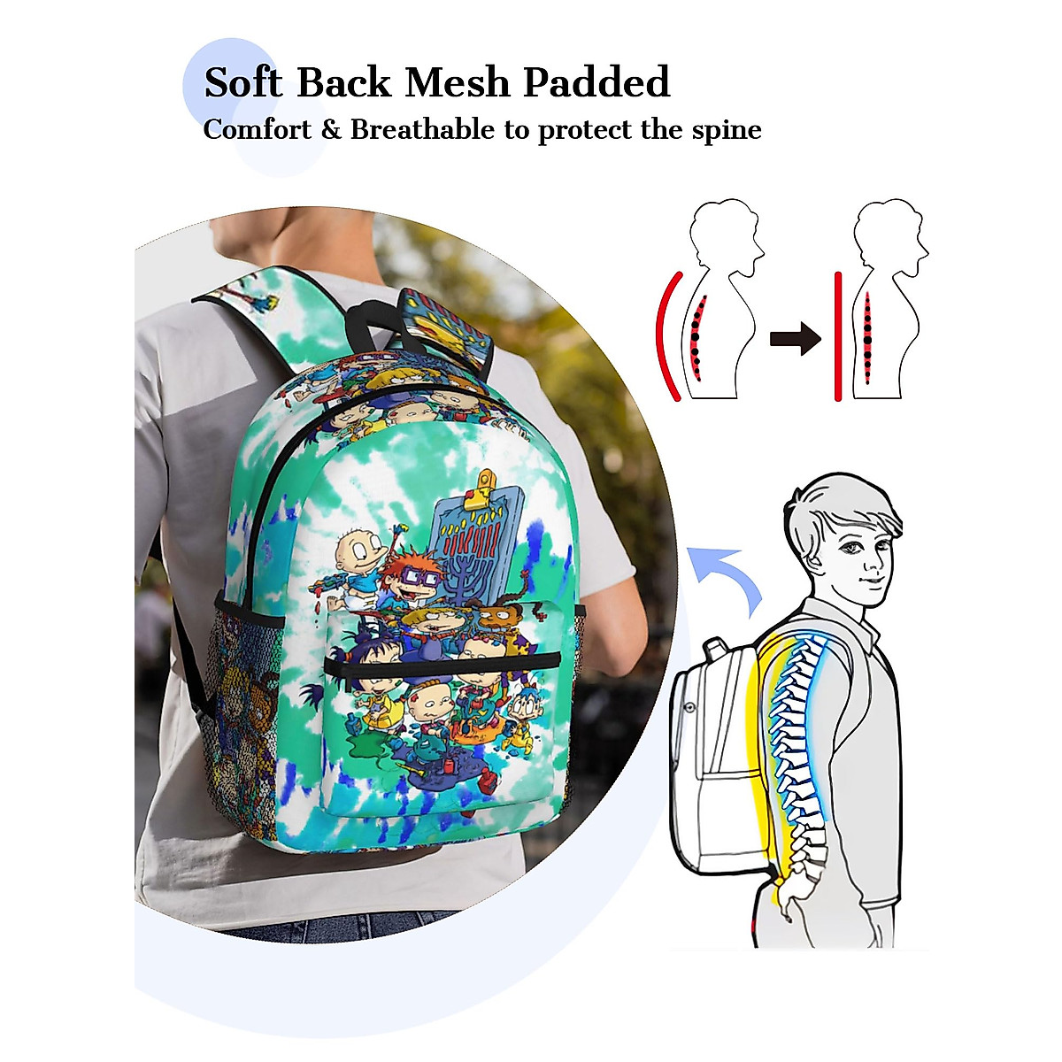 QIAOQIAOTA Anime Backpack 3D All-Over Tie-dye Print Bookbag for Boys Kids Large Capacity 16.5 inch Travel Bag Laptop Backpacks