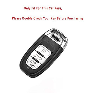 Beerte Key Fob Cover fit for Audi A3 A4 A5 A6 A7 A8 S5 Q3 Q5 Q7 TT Key Shell 3 Button Keyless Entry Remote Control Smart Car Key Fob Protective Case(Red Carbon Fiber)
