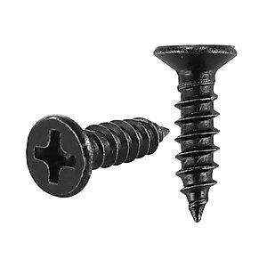 JQK #6 x 1/2" Black Screw, Flat Head Phillips Wood Screw 18-8 S/S Electroplating Black Stainless Steel, #6 x 1/2-Inch, 100-Piece, SB3514-P100